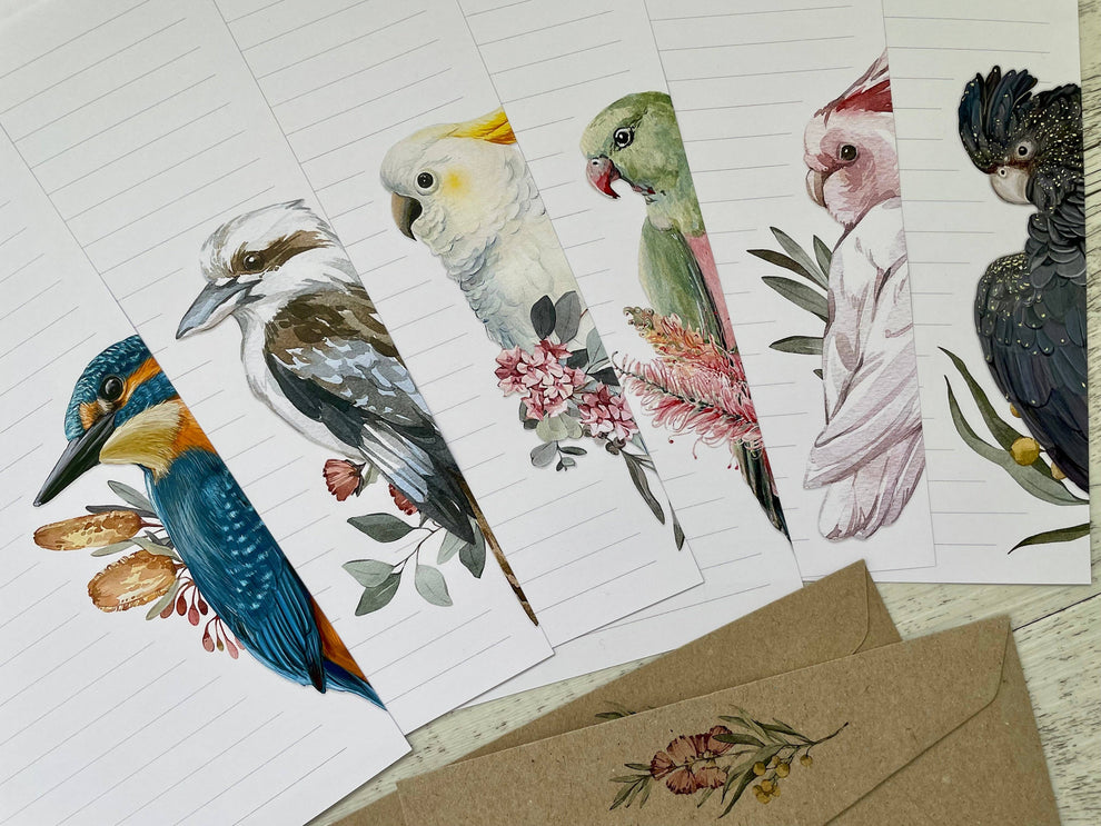 Australian Birds Profile Letter Writing Paper Set – Little Cottage Blossom